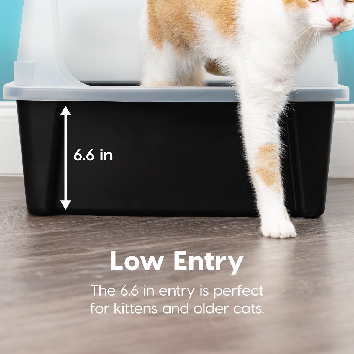 IRIS Open Top Cat Litter Box with Scatter Shield, XX-Large, Black ...