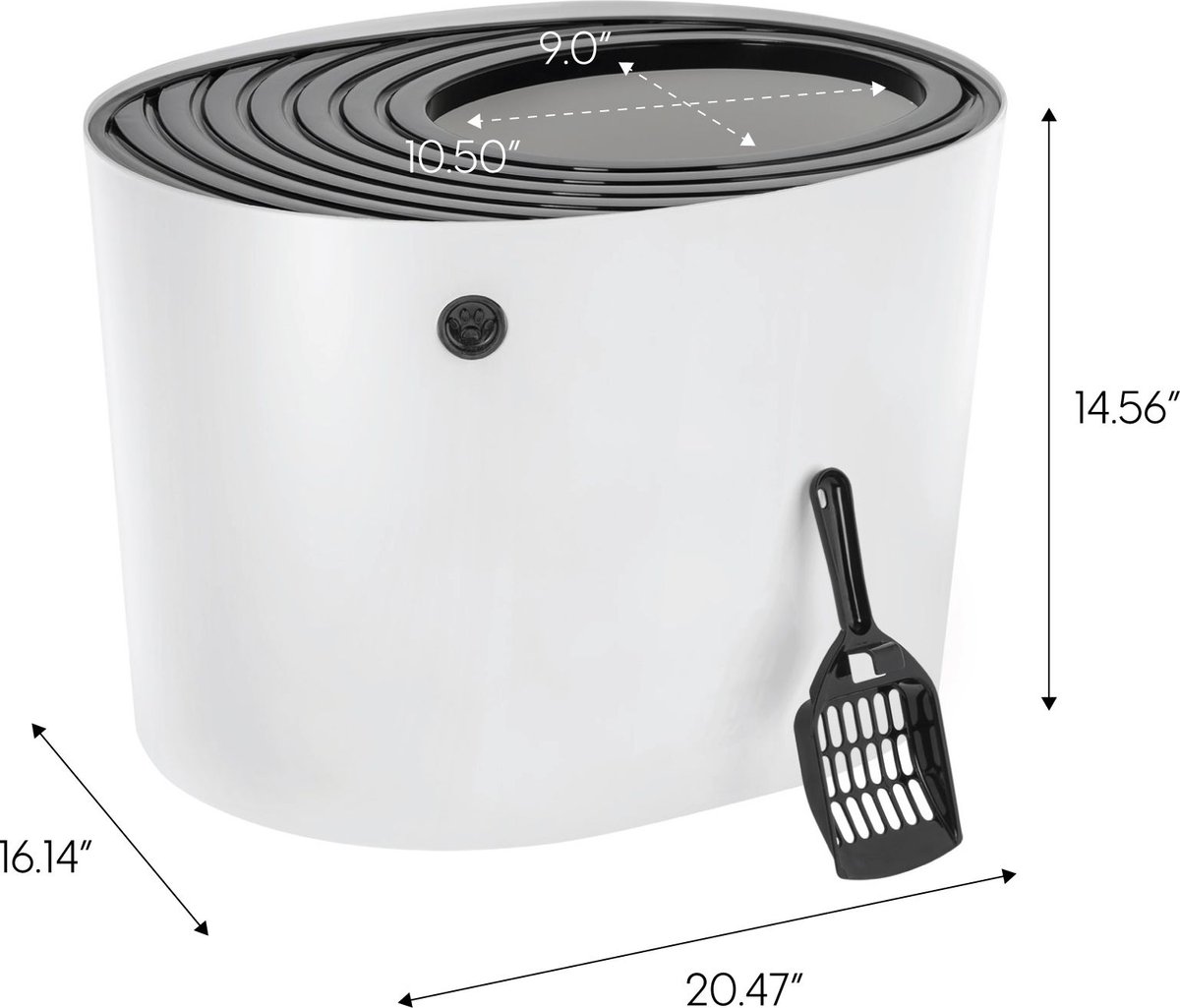 IRIS Top Entry Cat Litter Box with Scoop, White/Black, Large - Chewy.com