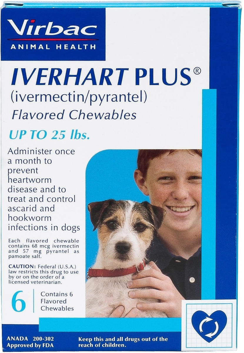 IVERHART PLUS Chewable Tablet for Dogs, 1-25 lbs, (Blue Box) - Easy ...