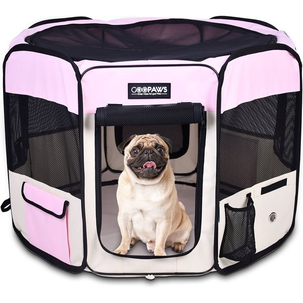 PET LIFE All-Terrain Wire-Framed Collapsible Travel Dog Playpen, Pink ...