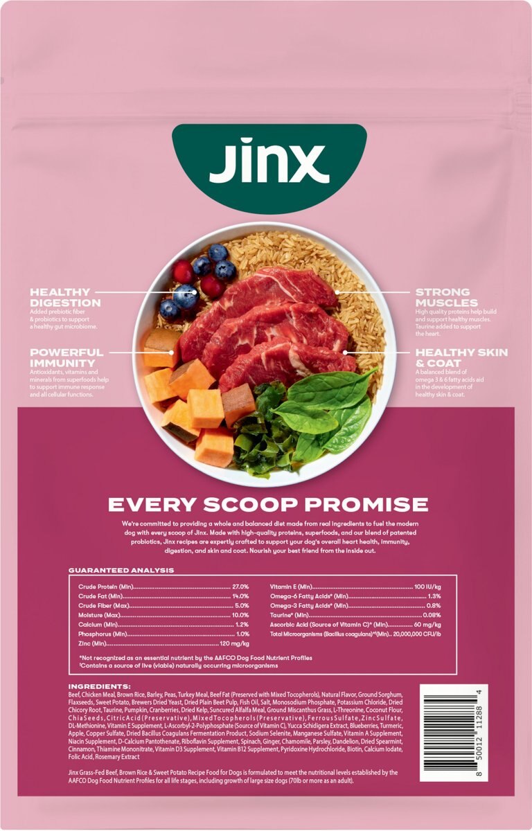JINX Beef, Brown Rice & Sweet Potato ALS Kibble Dog Dry Food, 4-lb bag ...