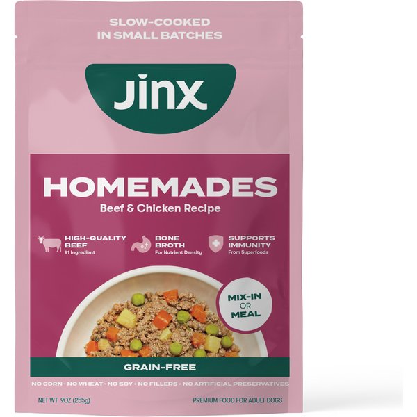 JINX Homemades Grain-Free Beef & Chicken Pate Wet Dog Food, 9-oz pouch ...