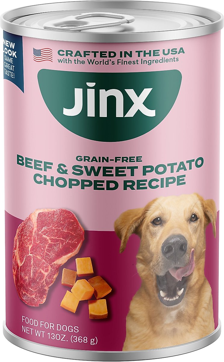 JINX Beef & Sweet Potato Chopped Recipe Grain-Free Wet Dog Food, 13-oz ...