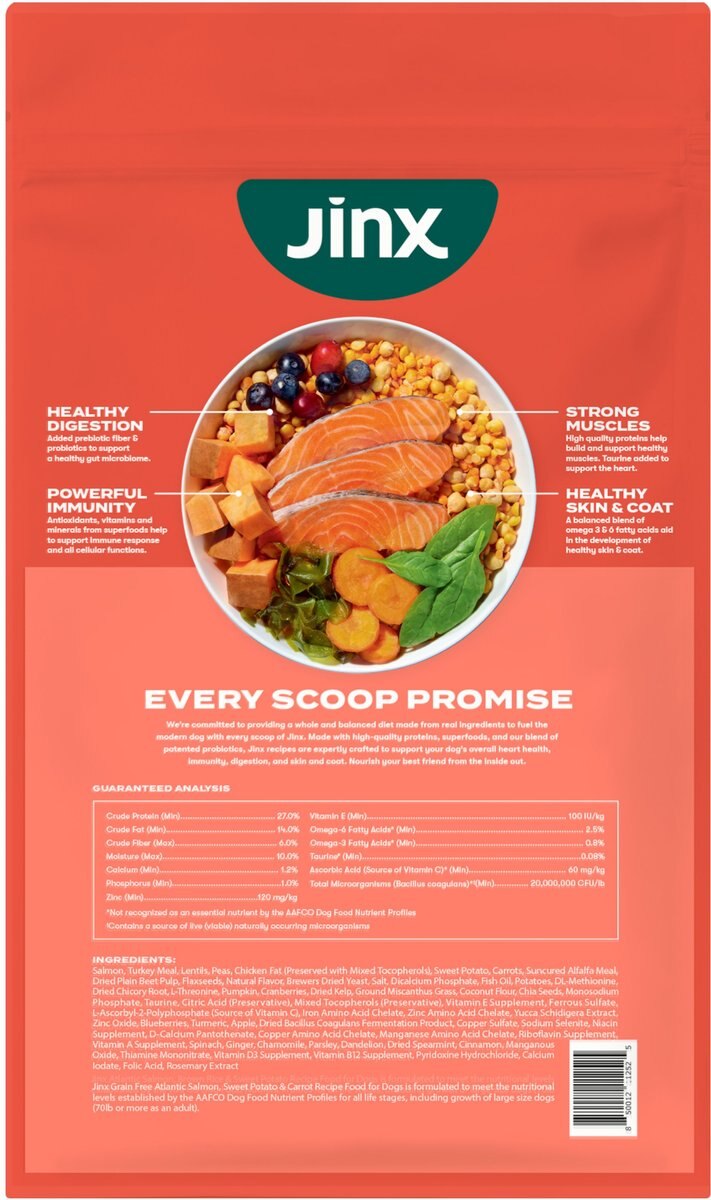 JINX Salmon, Sweet Potato & Carrot ALS Kibble Dog Dry Food, 11.5-lb bag ...