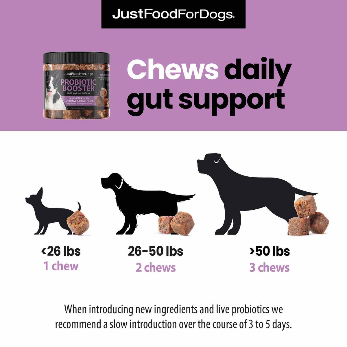 JUSTFOODFORDOGS Probiotic Booster Gut, Digestive Health Support ...