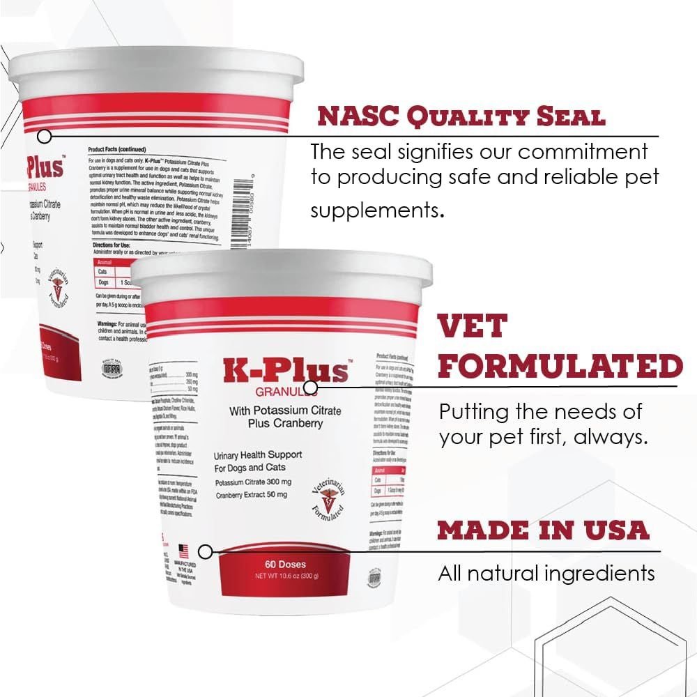 K-PLUS Potassium Citrate Plus Cranberry Granules for Dogs & Cats, 300g ...