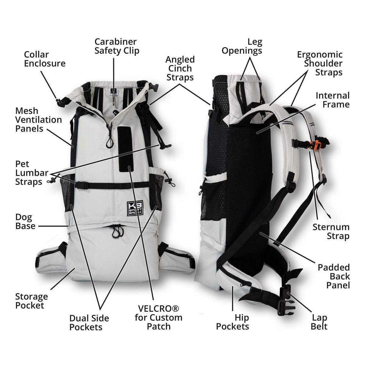 K9 SPORT SACK KNAVIGATE Forward Facing Backpack Dog Carrier, Grey ...