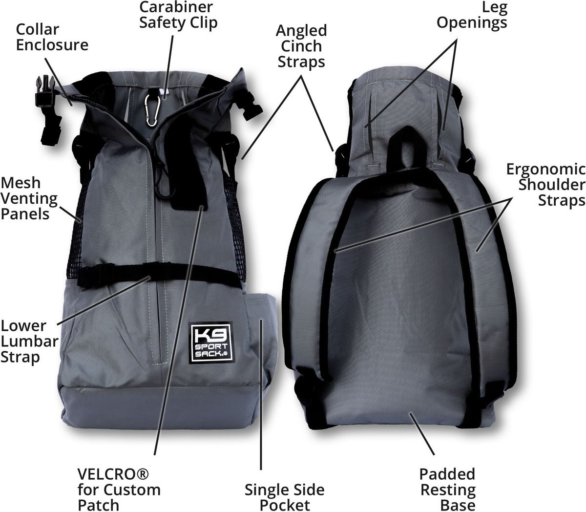 K9 SPORT SACK Trainer Forward Facing Dog Carrier Backpack, Grey, Small ...