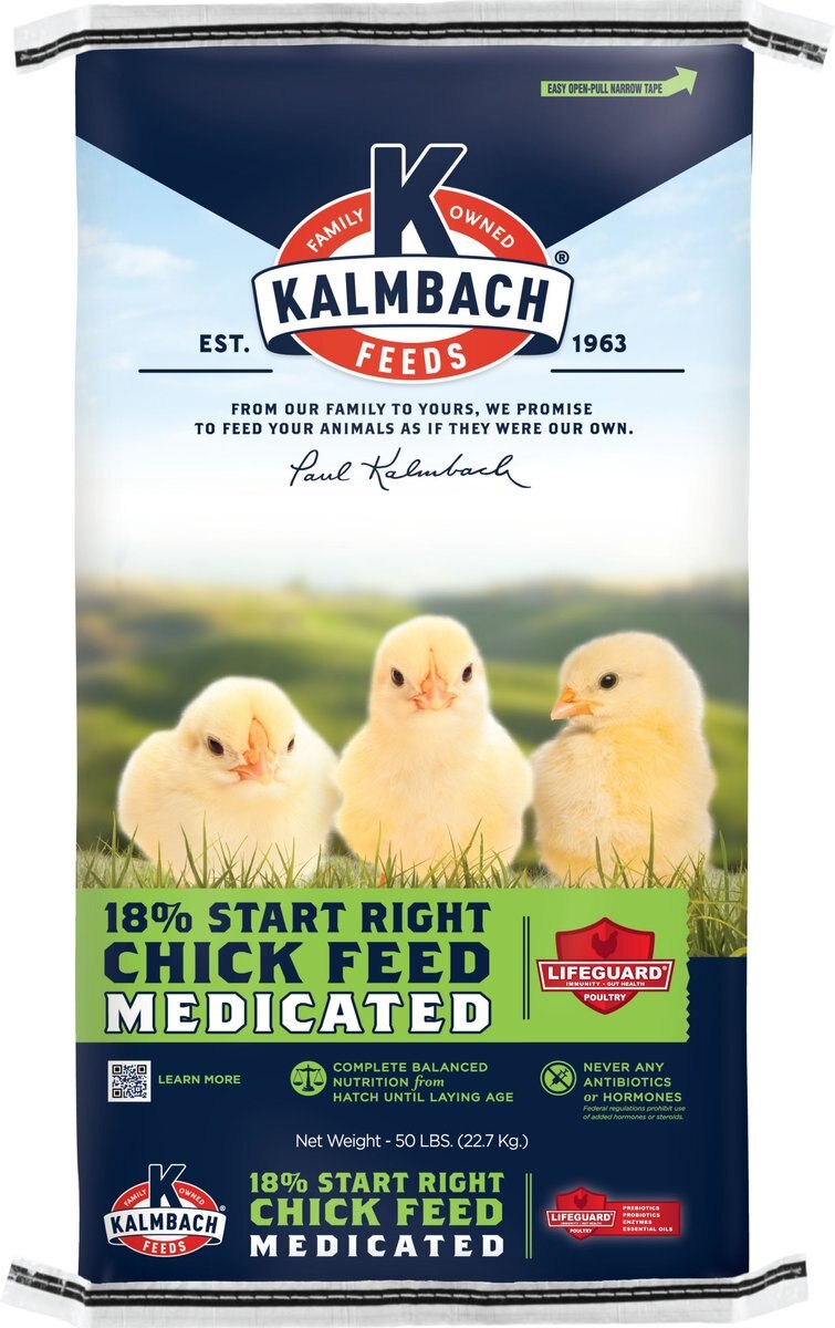KALMBACH FEEDS 18% Protein Start Right Medicated Chick Feed, 50-lb bag ...