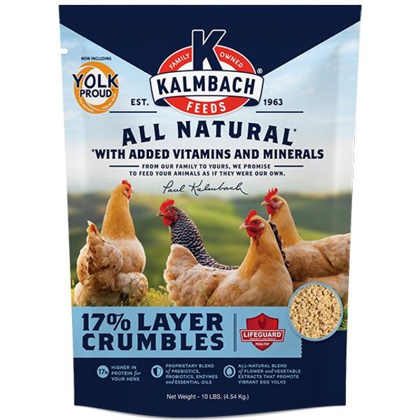 KALMBACH FEEDS All Natural 17% Protein Layer Crumbles Chicken Feed, 10 ...