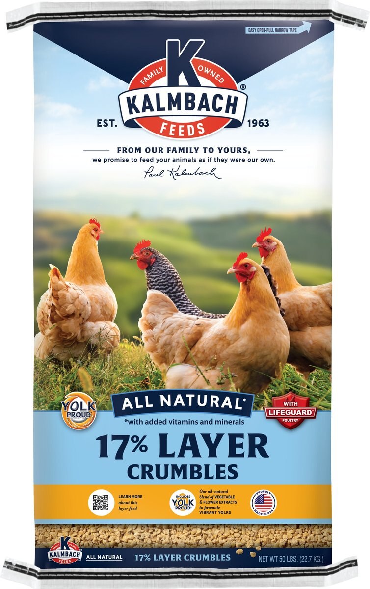 KALMBACH FEEDS All Natural 17% Protein Layer Crumbles Chicken Feed, 50 ...