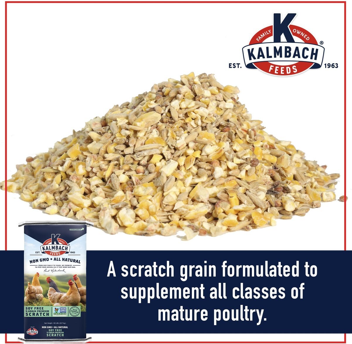 KALMBACH FEEDS All Natural Non-GMO, Soy Free 5 Grain Premium Scratch ...