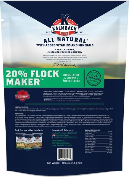 KALMBACH FEEDS Flock Maker Growing Mixed Flocks 20% Protein Crumbles ...