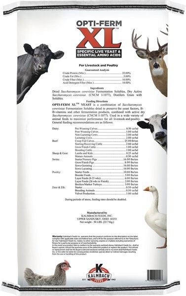KALMBACH FEEDS Opti-Ferm X-Large Yeast Livestock Feed, 50-lb bag ...