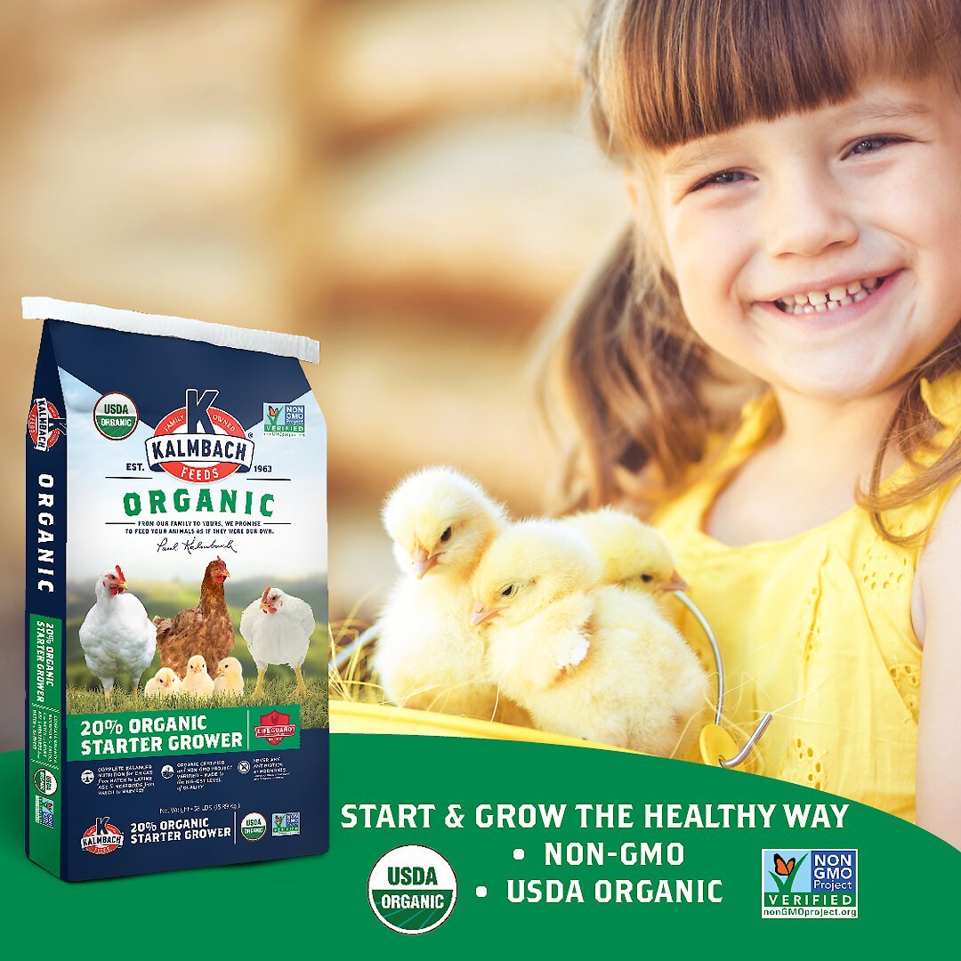 KALMBACH FEEDS Organic 20% Protein Starter Grower Crumbles Poultry Feed ...