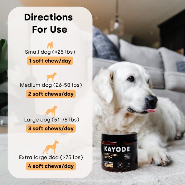 KAYODE City Dog Detox Peanut Butter Flavored Chews Liver Supplement for ...