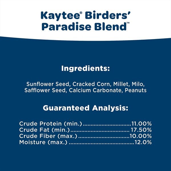 KAYTEE Birders' Paradise Blend Sunflower, Safflower & Peanuts Songbird ...