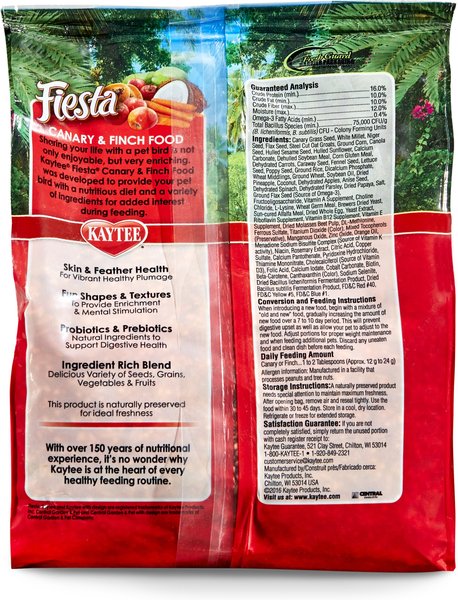 KAYTEE Fiesta Variety Mix Canary & Finch Food, 2-lb bag, bundle of 2 ...