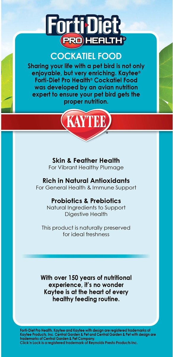 KAYTEE Forti-Diet Pro Health Cockatiel Food, 5-lb bag - Chewy.com