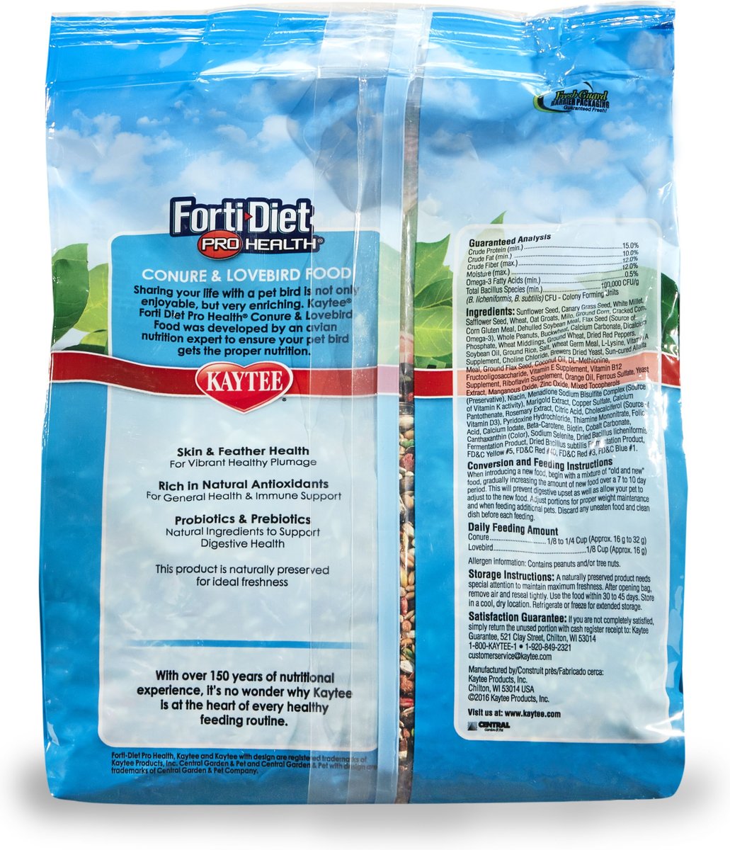 KAYTEE Forti-Diet Pro Health Conure & Lovebird Food, 4-lb bag - Chewy.com
