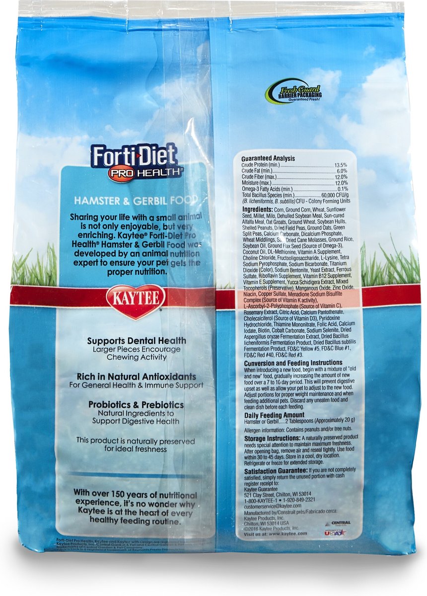 KAYTEE Forti-Diet Pro Health Gerbil & Hamster Food, 3-lb bag - Chewy.com
