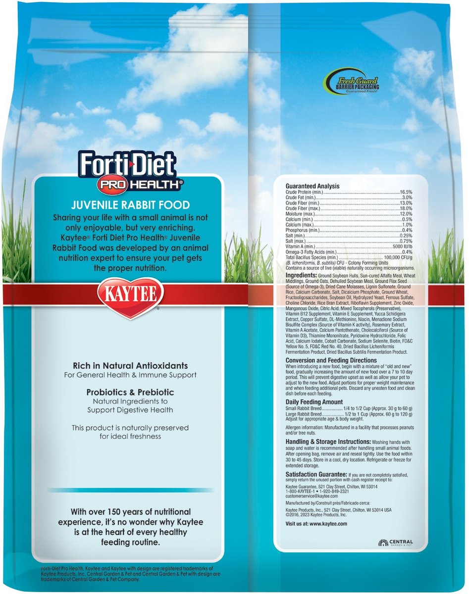 Discontinued - KAYTEE Forti-Diet Pro Health Juvenile Rabbit Food, 5-lb ...