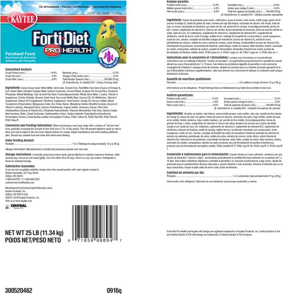 KAYTEE Forti-Diet Pro Health Parakeet Food, 25-lb bag - Chewy.com