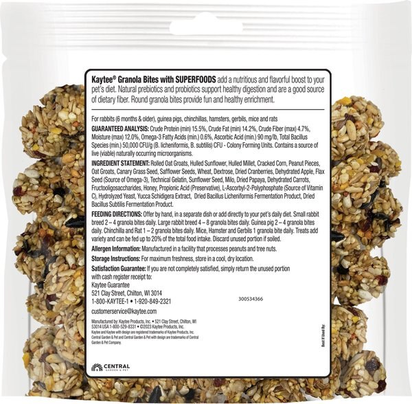 KAYTEE Granola Small Animal Bites with Superfoods Cranberry Apple ...