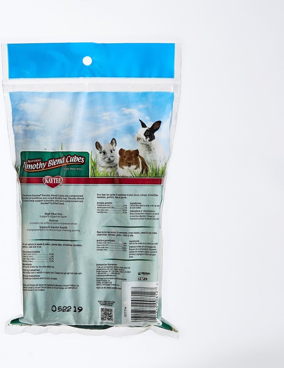 KAYTEE Natural Timothy Blend Cubes Small Animal Treats, 1-lb bag ...