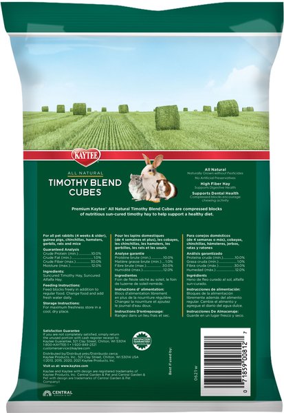 KAYTEE Natural Timothy Blend Cubes Small Animal Treats, 1-lb bag ...