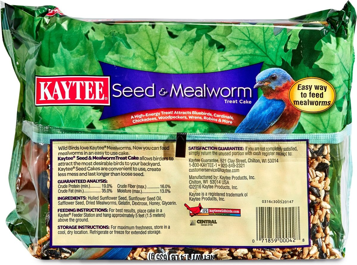 KAYTEE Seed & Mealworm Wild Bird Treat Cake, 1.4-lb - Chewy.com