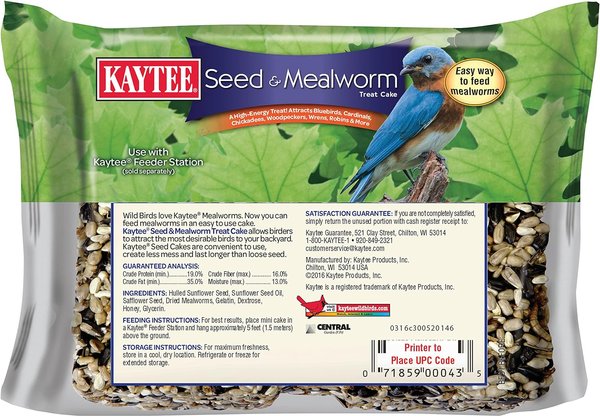 KAYTEE Seed & Mealworm Wild Bird Treat Cake, 6-oz - Chewy.com