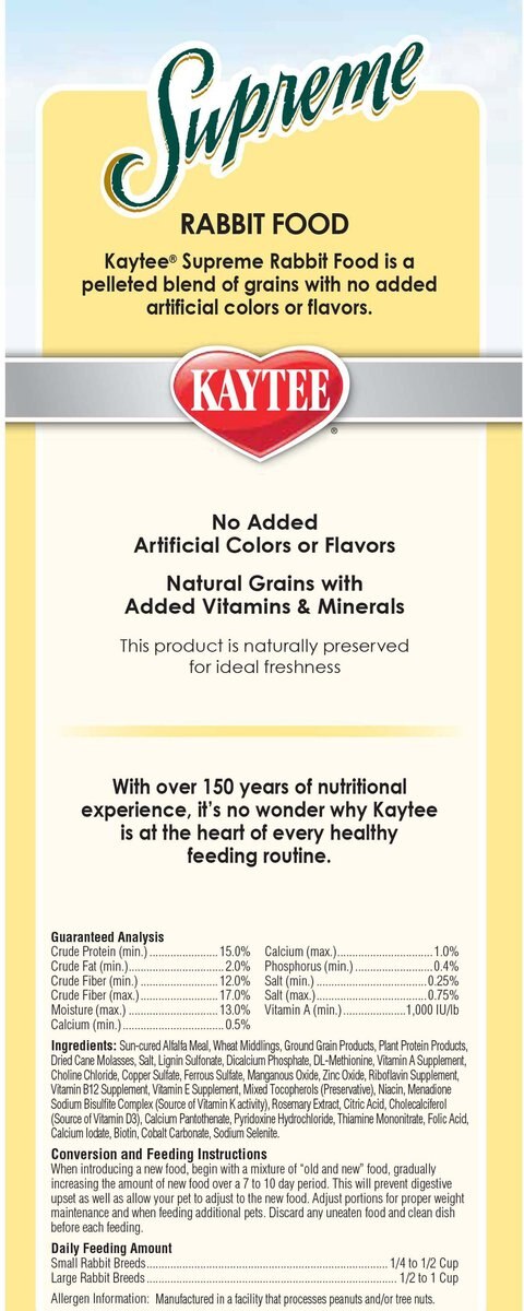 KAYTEE Supreme Fortified Daily Diet Rabbit Food, 10-lb bag - Chewy.com