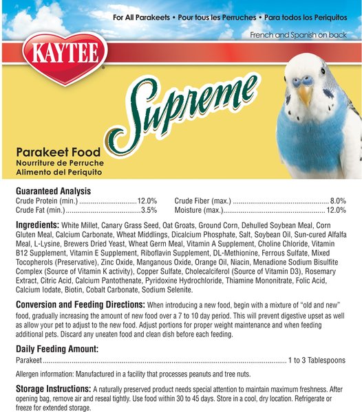 KAYTEE Supreme Parakeet Food, 20-lb bag - Chewy.com