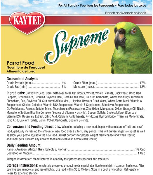 KAYTEE Supreme Parrot Food, 20-lb bag - Chewy.com