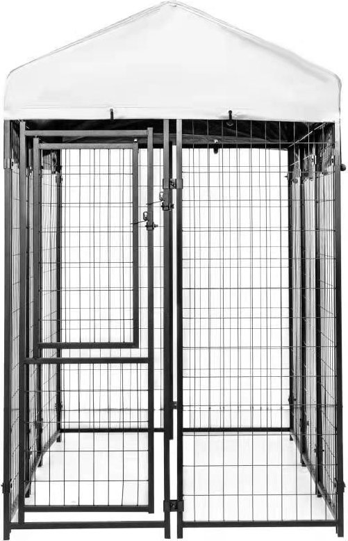 KENNELMASTER Vinyl Coated Welded Wire Boxed Dog Kennel, Black, 6-ft x 4 ...