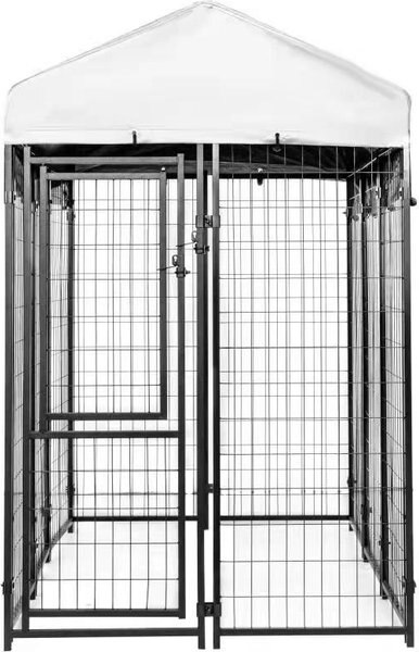 KENNELMASTER Vinyl Coated Welded Wire Boxed Dog Kennel, Black, 6-ft x 4 ...