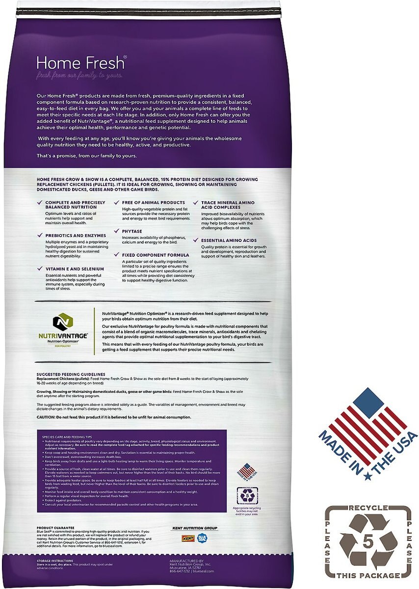 KENT / BLUE SEAL Home Fresh Grow & Show Crumbles Chicken Feed, 50-lb ...