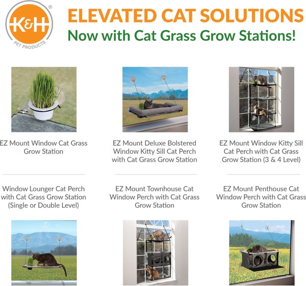 K&H PET PRODUCTS EZ Mount Kitty Sill with Cat Grass Grow Station Quad ...