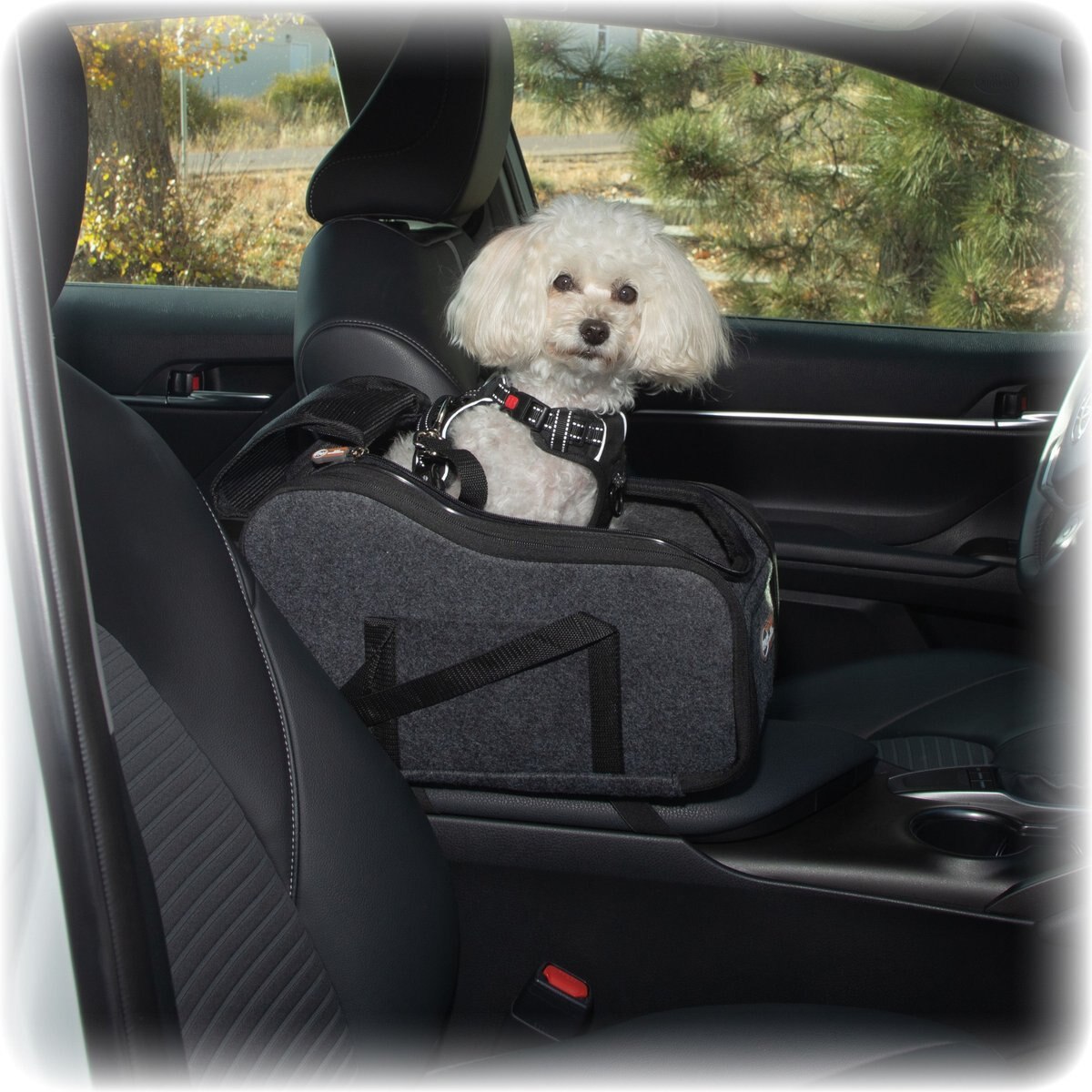K&H PET PRODUCTS Portable Console Dog Car Booster Seat, Charcoal ...
