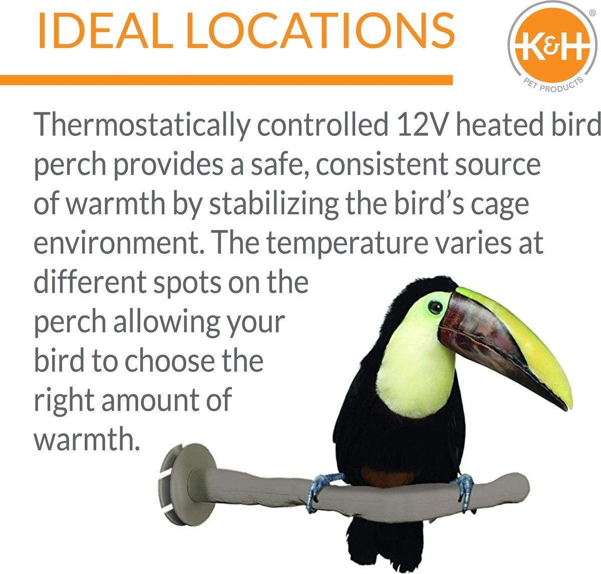 Discontinued - K&H PET PRODUCTS Thermo-Perch Heated Bird Perch Gray ...