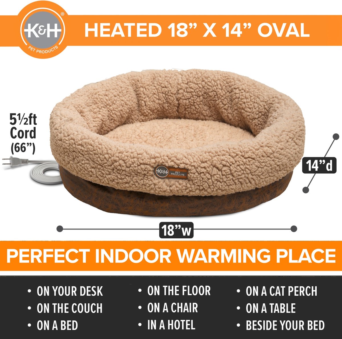 K&H PET PRODUCTS Thermo-Snuggle Cup Bomber Heated Dog & Cat Bed ...