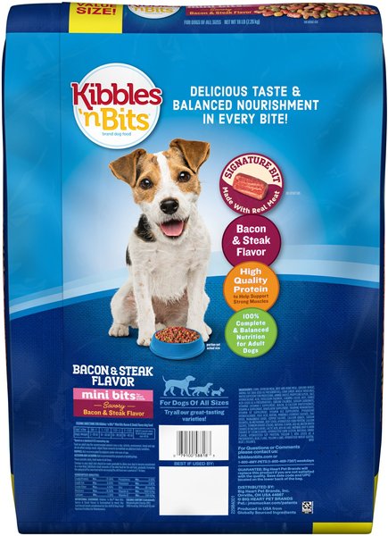 KIBBLES 'N BITS Mini Bits Savory Bacon & Steak Flavor Small Breed Dry Dog Food, 16-lb bag ...