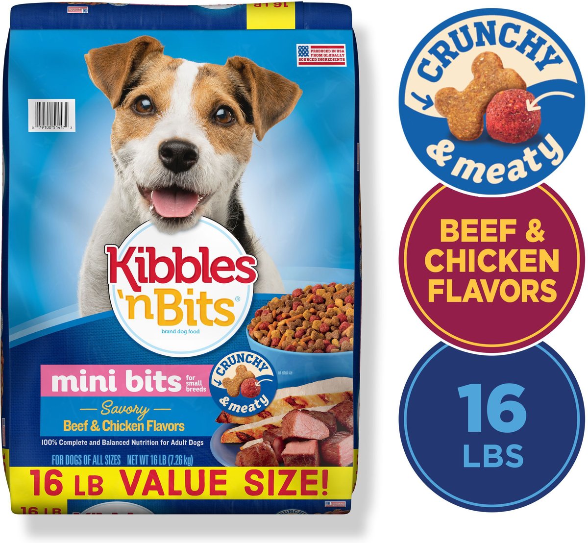 KIBBLES 'N BITS Mini Bits Savory Beef & Chicken Flavors Small Breed Dry ...
