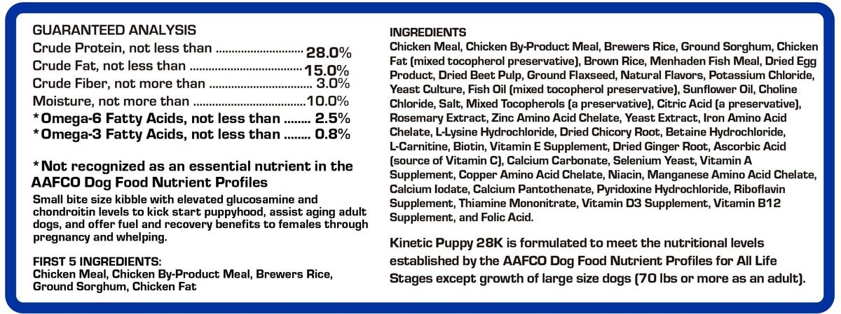 KINETIC Performance Puppy 28K Formula Dry Dog Food, 35-lb bag - Chewy.com