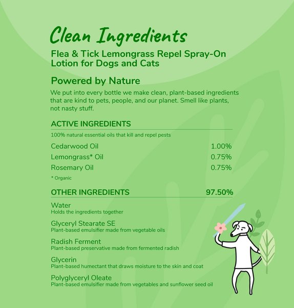KIN+KIND Flea+Tick Prevent Lemongrass Dog & Cat Spray, 12-fl oz bottle ...