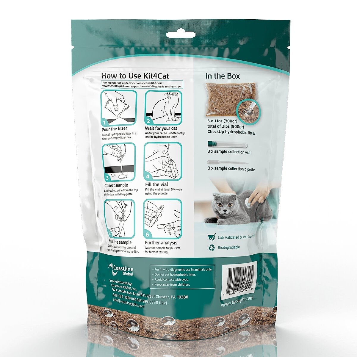 KIT4CAT Cat Urine Sample Collection Kit Urine Testing for Cats, 2-lb ...