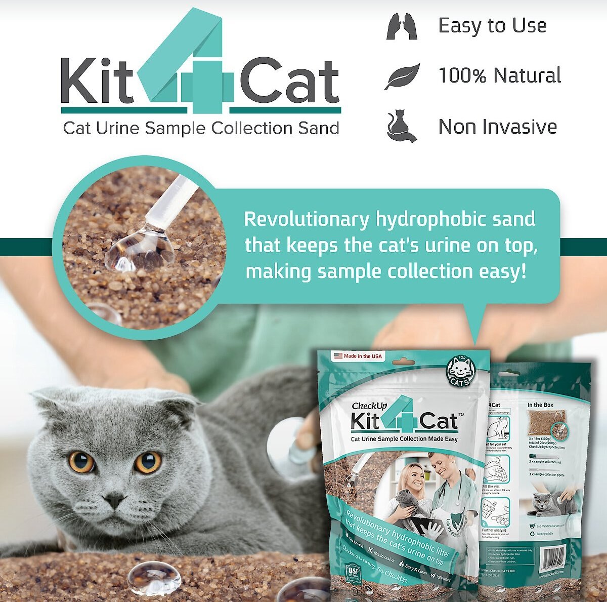 KIT4CAT Cat Urine Sample Collection Kit Urine Testing for Cats, 2-lb ...