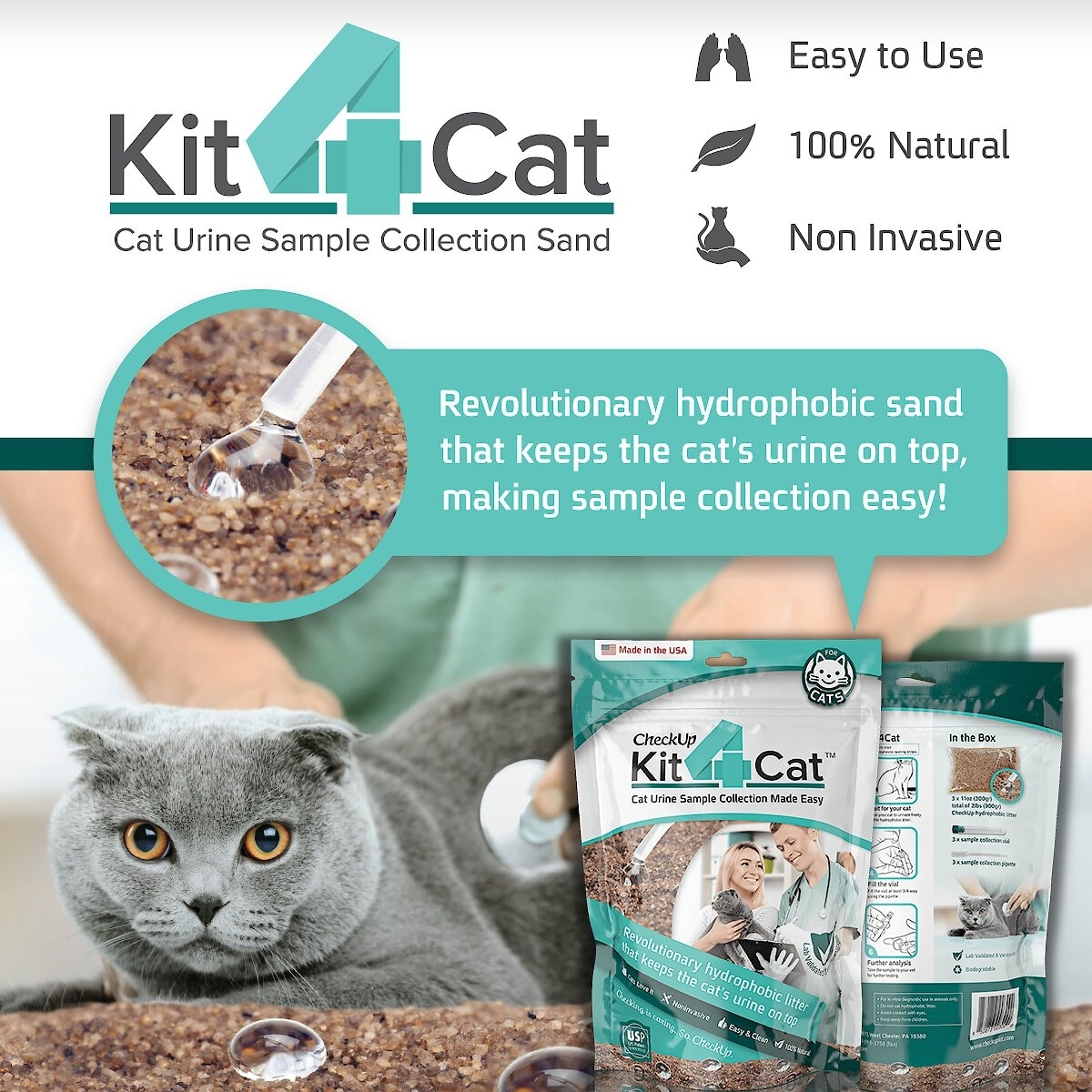 KIT4CAT Cat Urine Sample Collection Kit Urine Testing for Cats, 2-lb ...