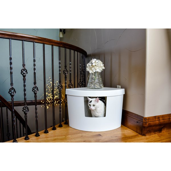 KITANGLE Corner Kitty Cat Litter Box, Large, White - Chewy.com